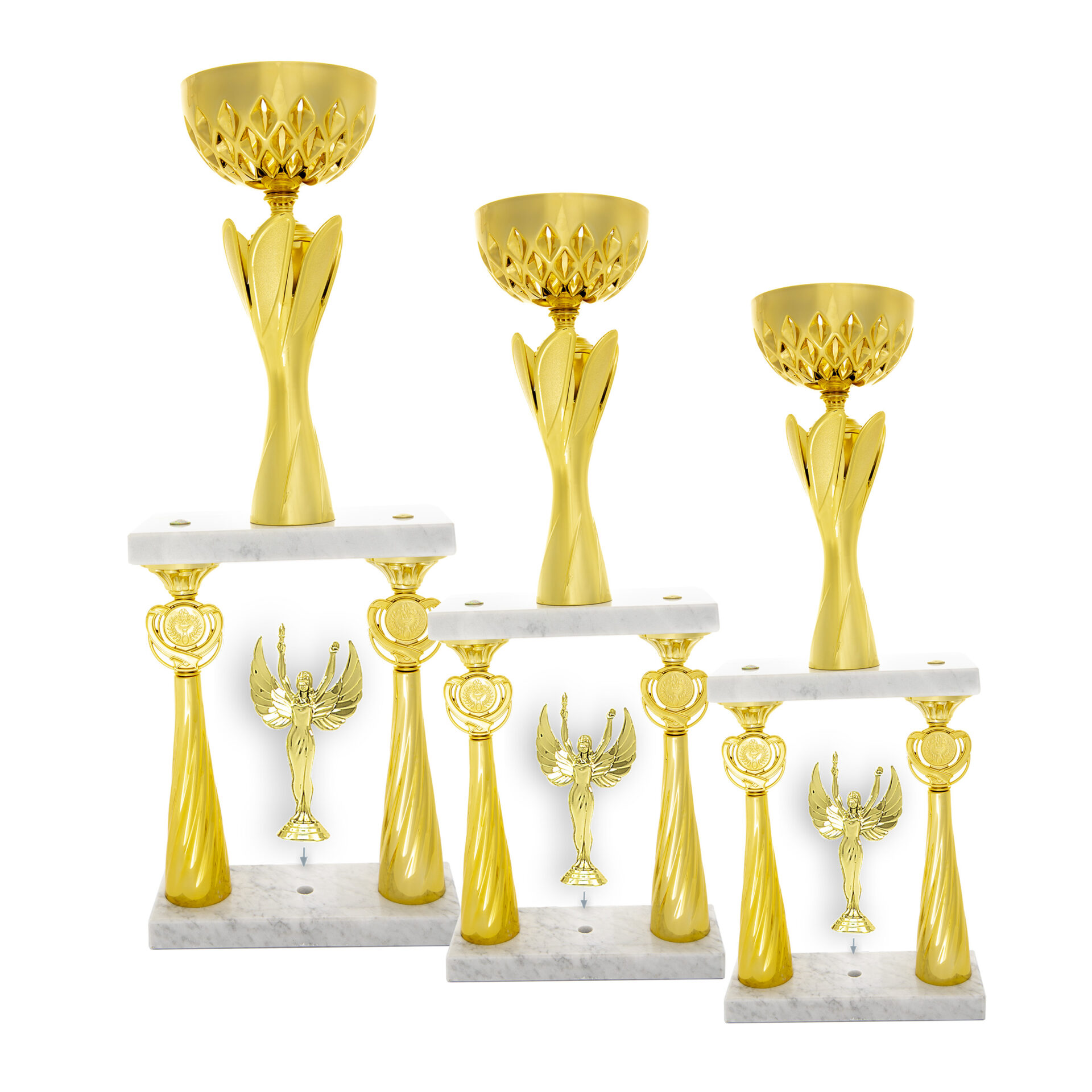 Trofeul cu 2 nivele de marmura, disponibil in 3 marimi