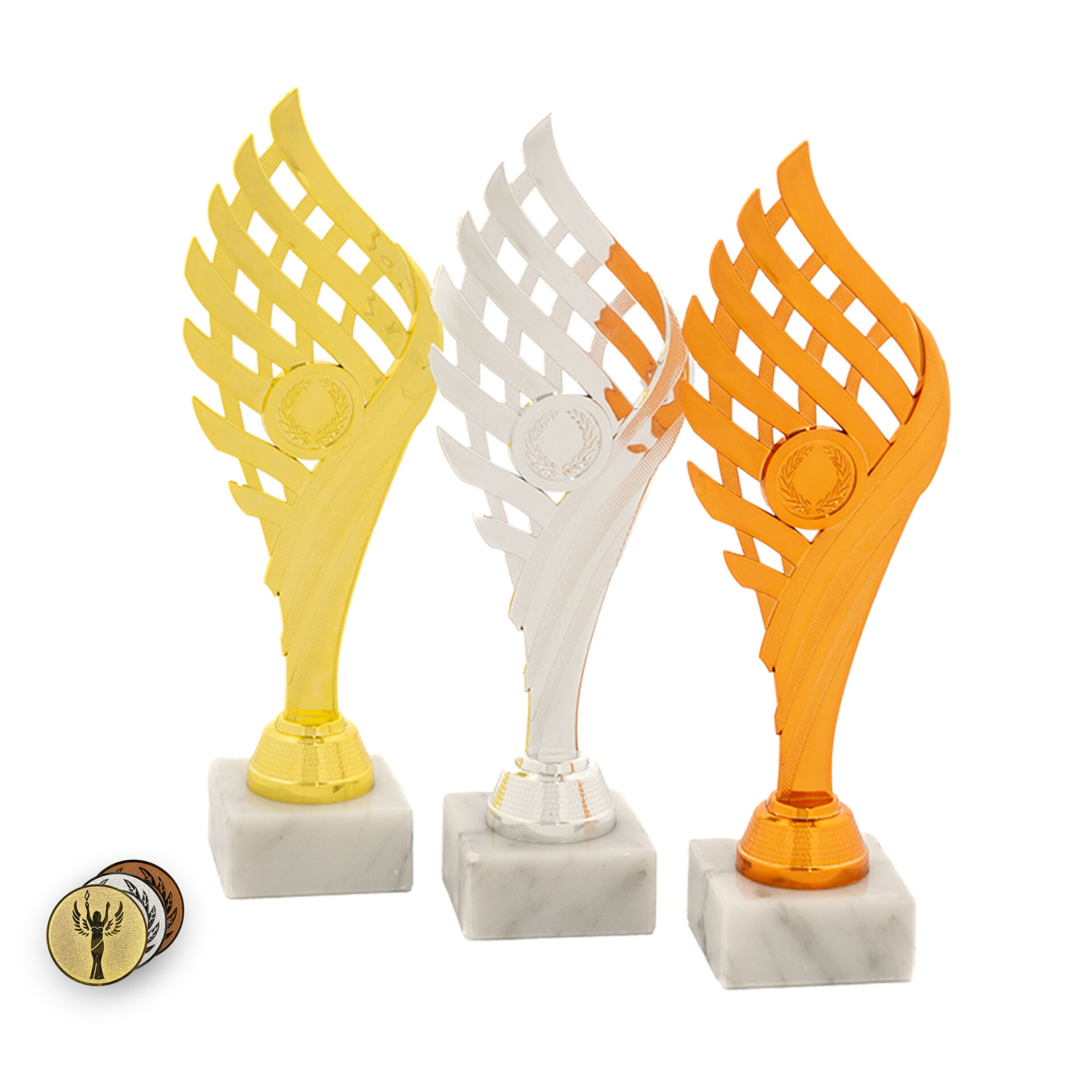 Trofeu flacara 3 culori PRO68024, auriu argintiu bronz