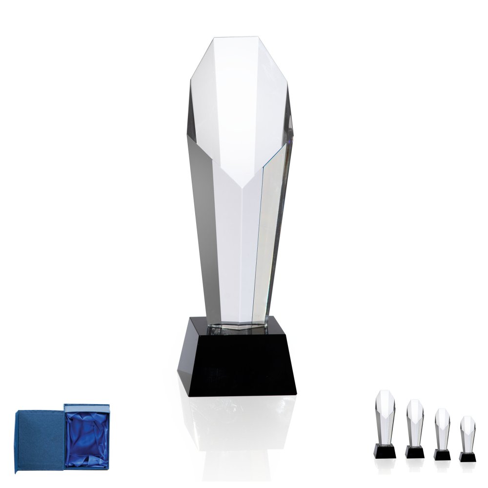 Trofeu cristal soclu negru CR414 cu cutie de prezentare